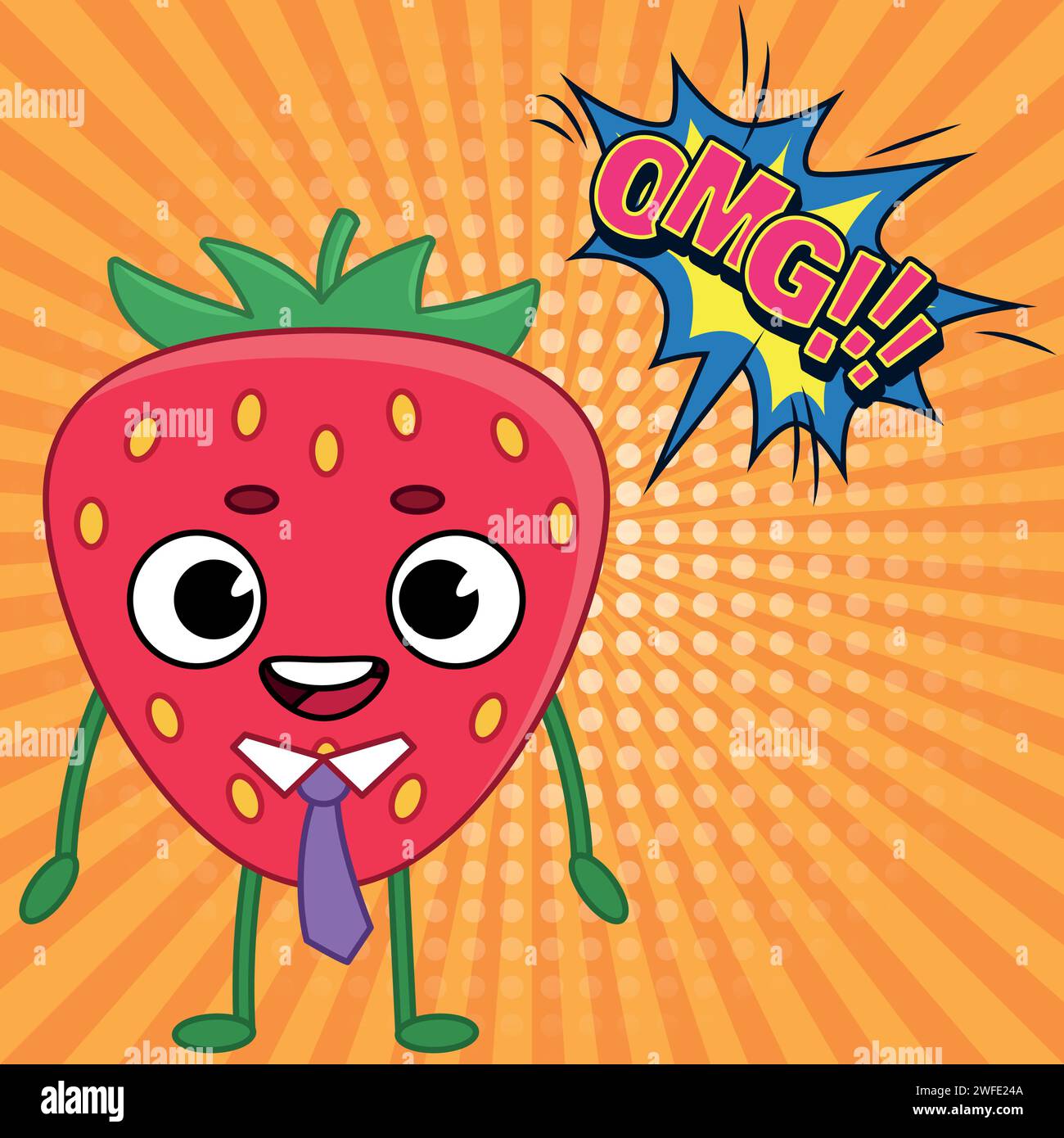 strawberry cartoon pop art style vector image Stock Vector Image & Art ...
