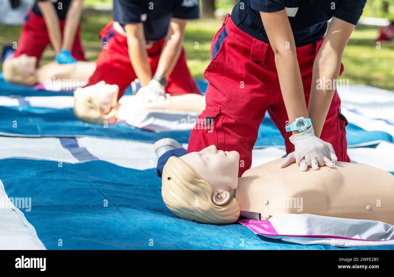 CPR - Cardiopulmonary resuscitation and first aid training Stock Photo ...