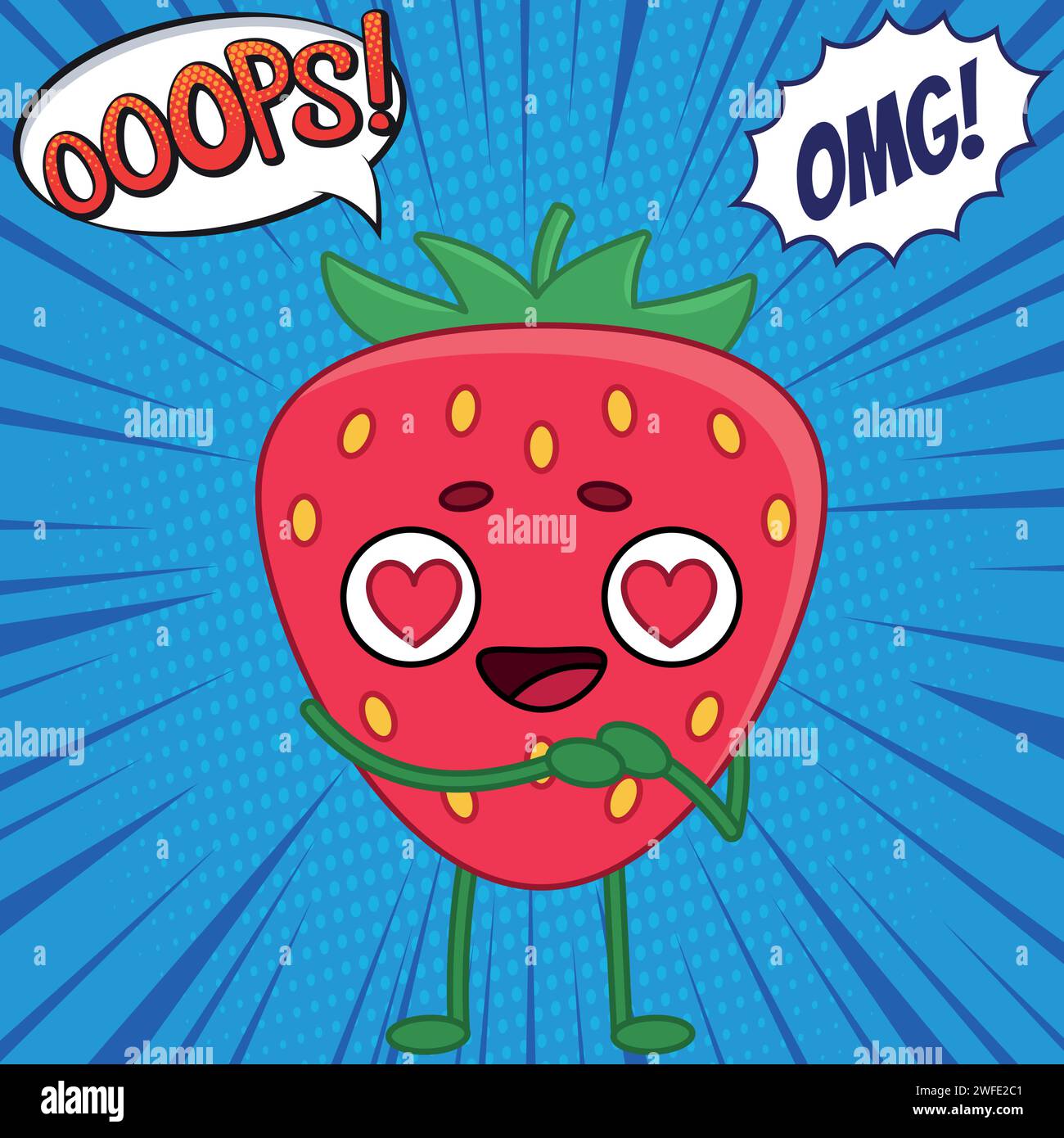strawberry cartoon pop art style vector image Stock Vector Image & Art ...