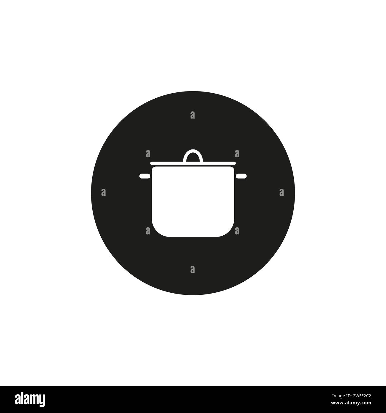 pot icon. White pot in a black circle. Vector illustration. stock image ...