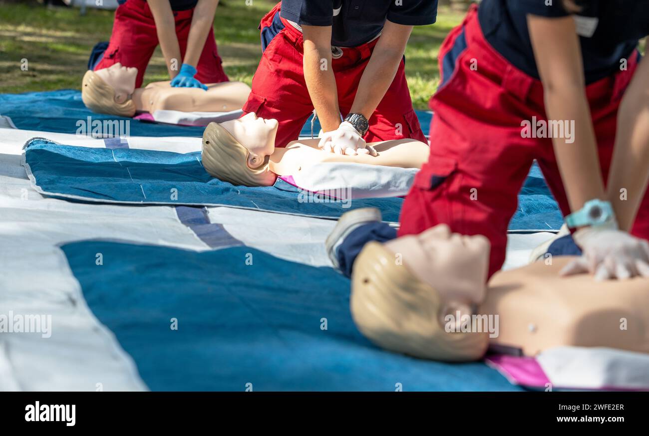 CPR - Cardiopulmonary resuscitation and first aid course Stock Photo ...