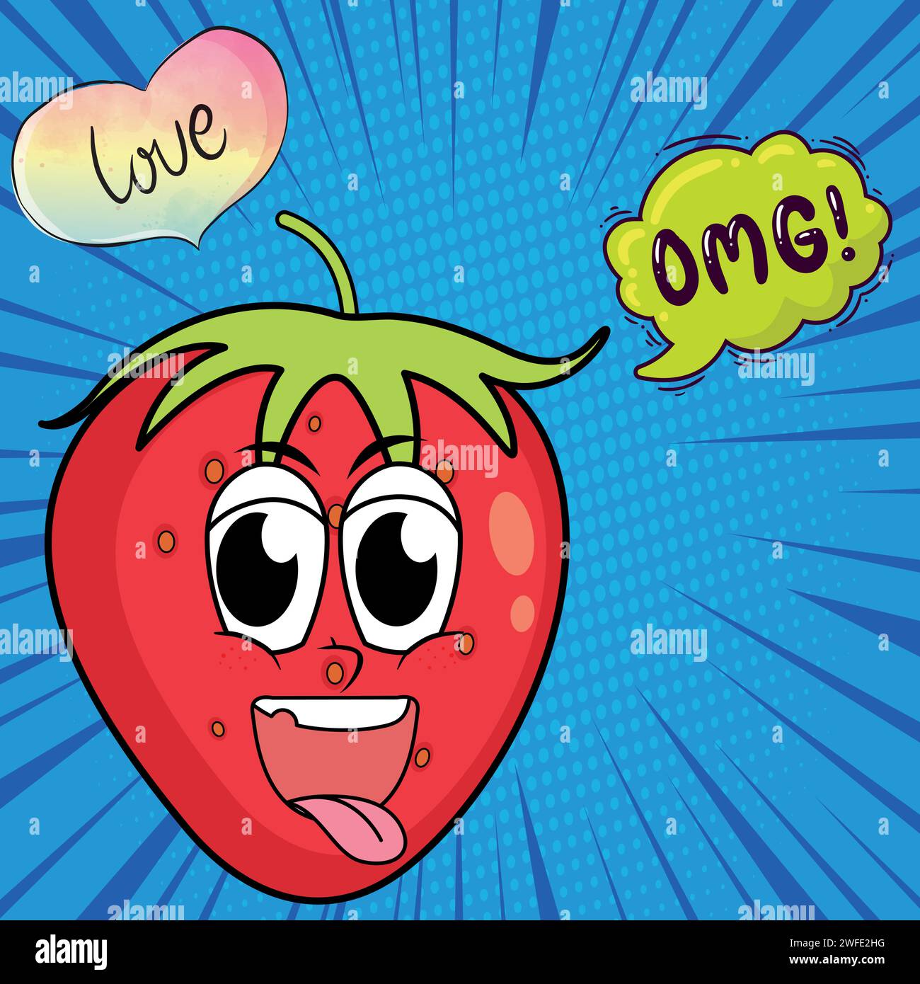 strawberry cartoon pop art style vector image Stock Vector Image & Art ...