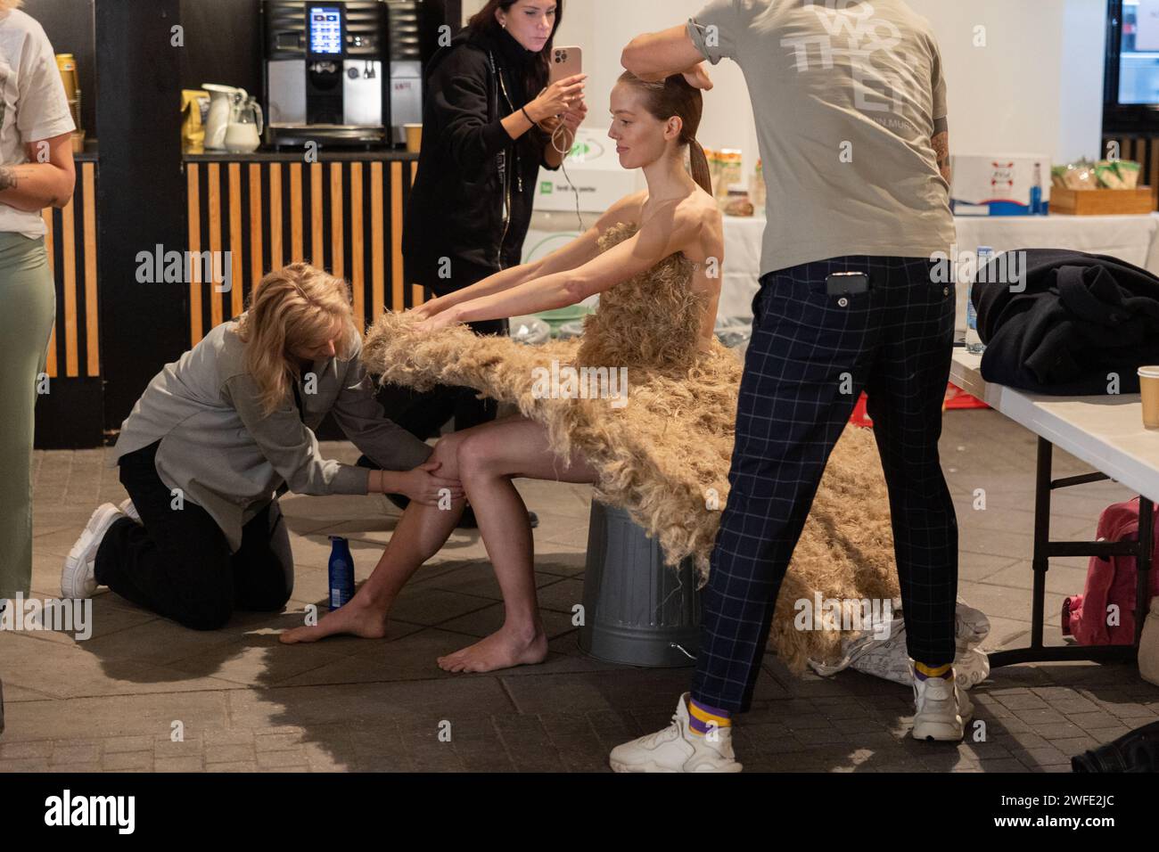 Copenhagen, Denmark. January 30th, 2024. A model wearing a design by Ruusa Vuori pictured ...