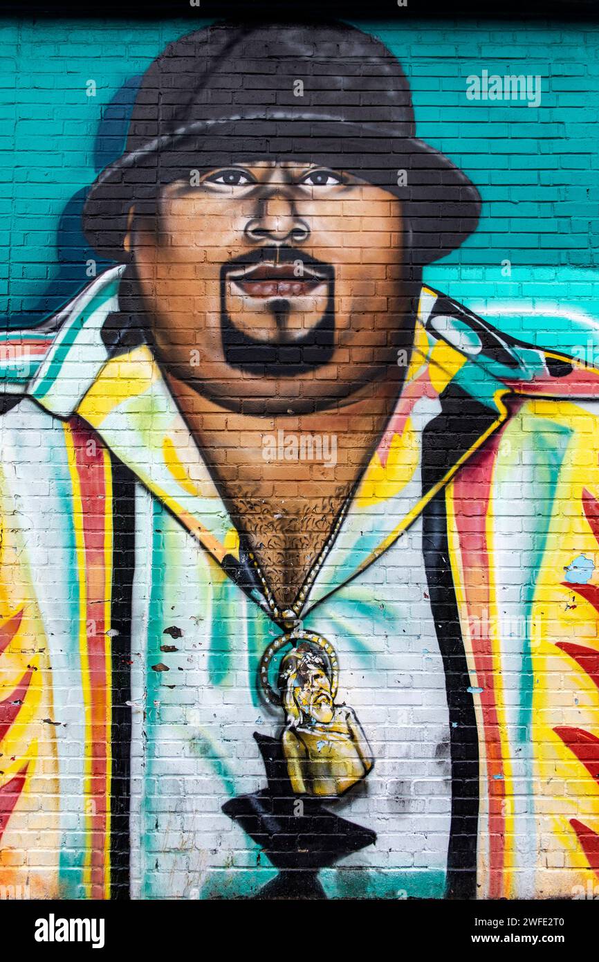 New York, USA; June 3, 2023: Photograph of the mural of Puerto Rican ...