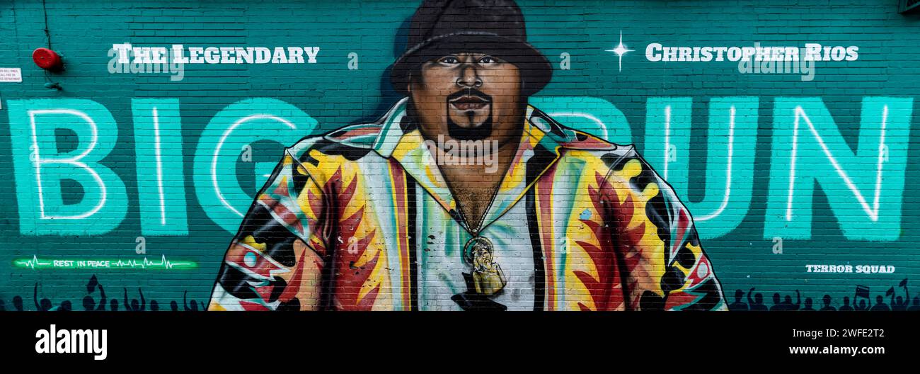 New York, USA; June 3, 2023: Mural of Puerto Rican rapper Christopher ...