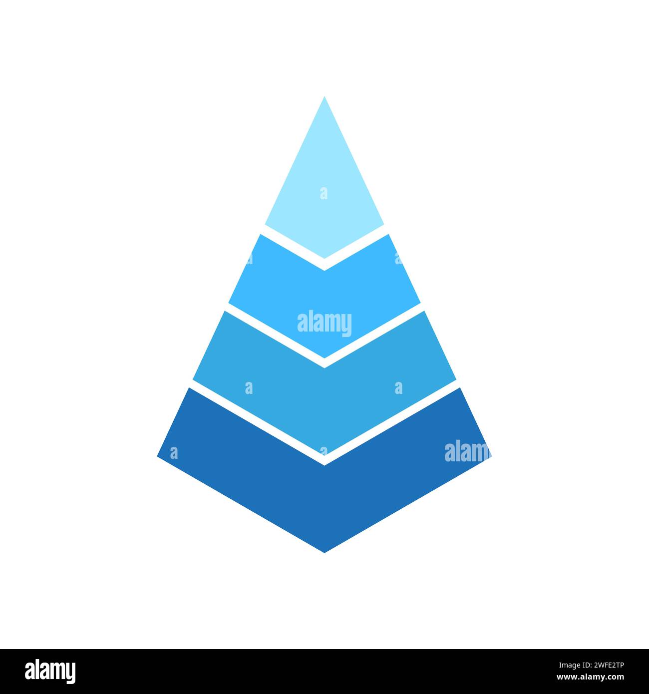 Pyramid shape with four charts. Blue data segments for presentations ...