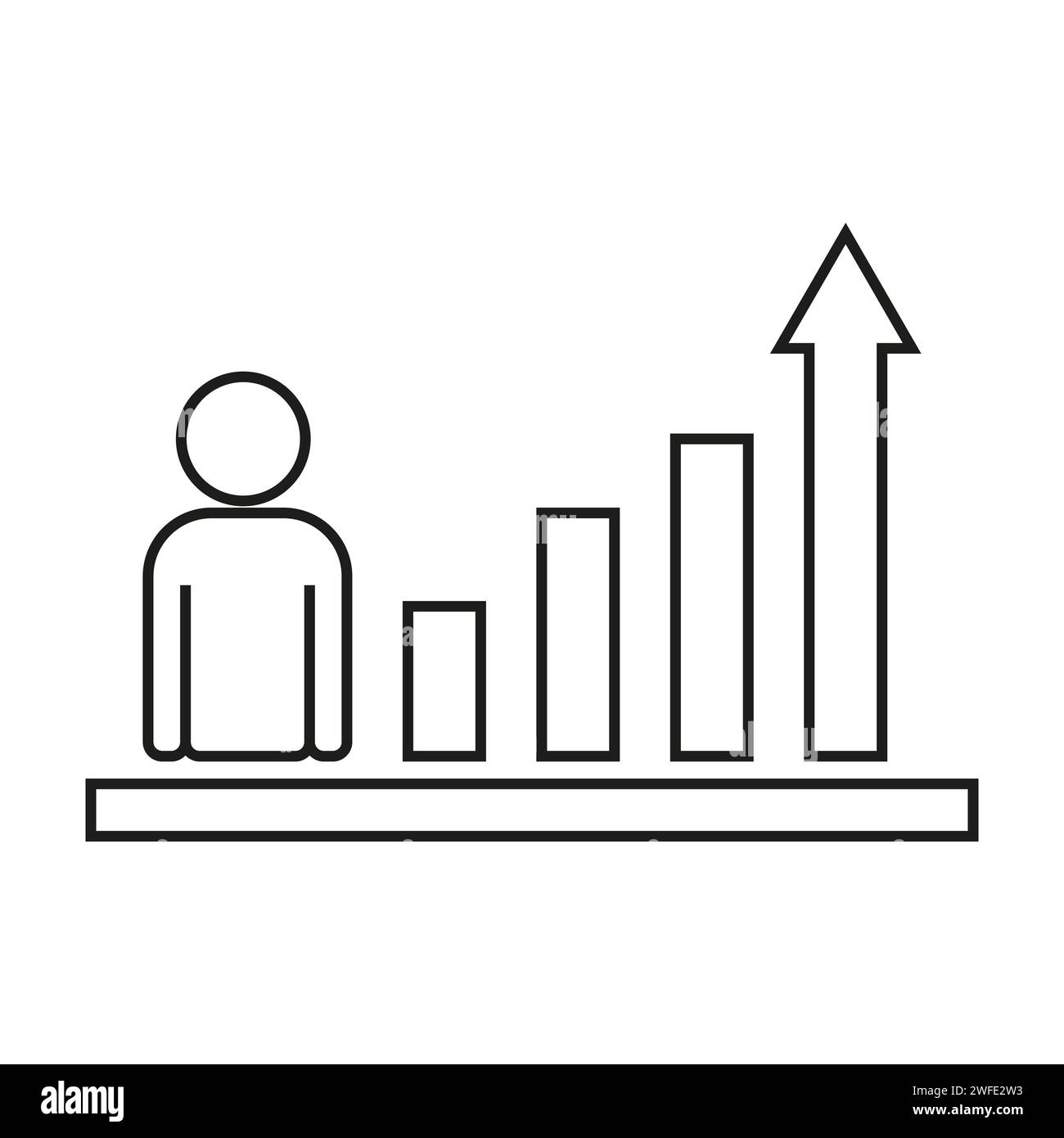 Human figures as a growing graph icon. Vector illustration. EPS 10 ...