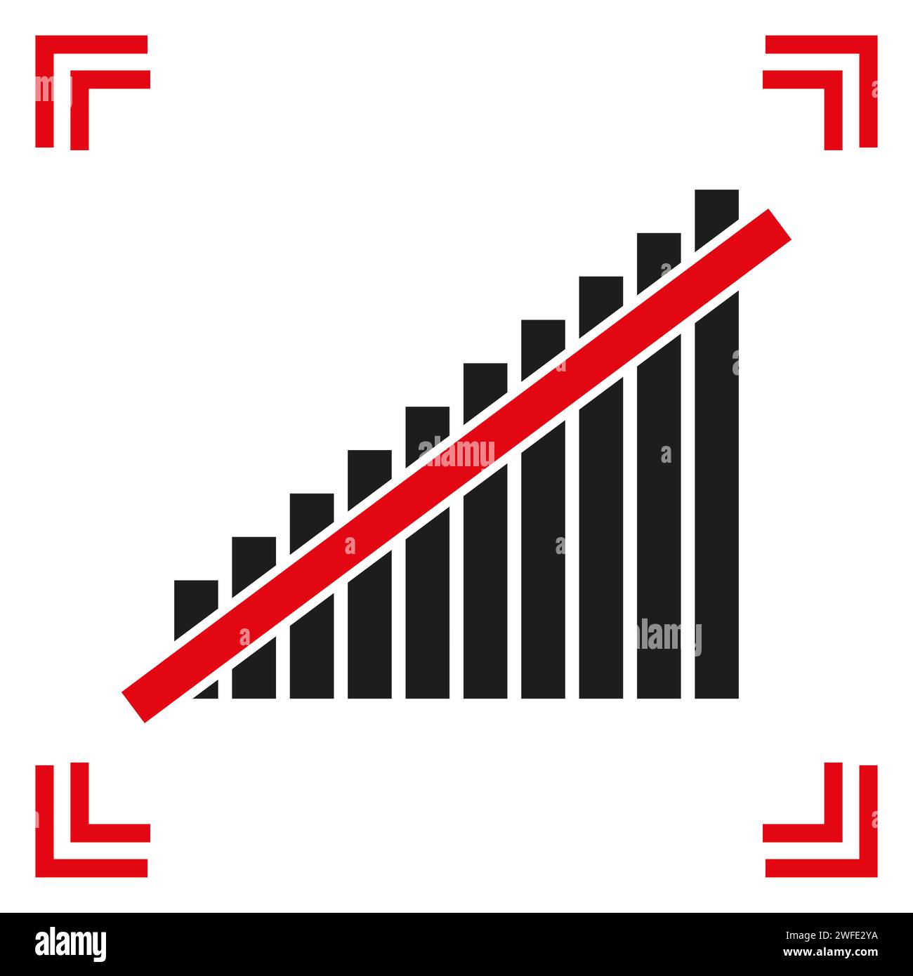 No signal icon. Signal strength indicator icon. Poor signal strength ...