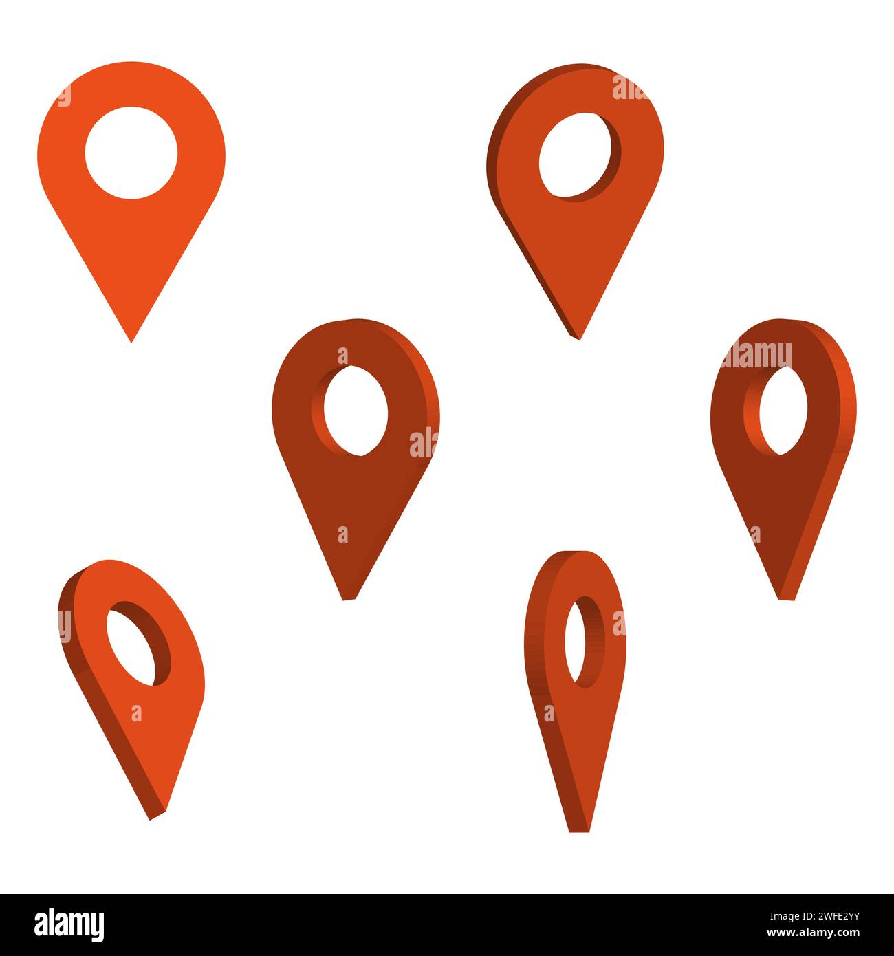 Map Pointer 3d Pin Set Of Vertical Rotation Red Location Marks Vector Illustration Eps 10