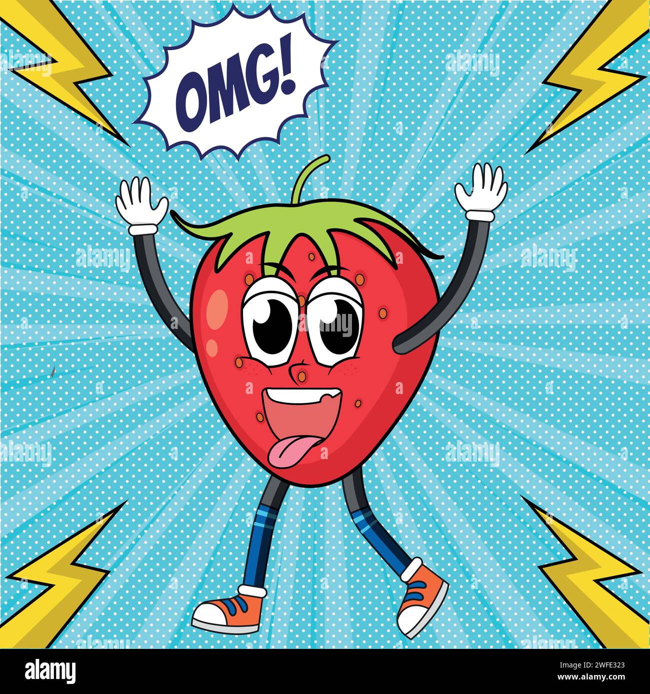 strawberry cartoon pop art style vector image Stock Vector Image & Art ...