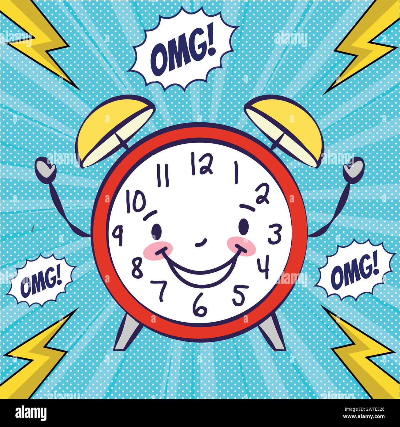 Clock cartoon pop art style vector image Stock Vector Image & Art - Alamy