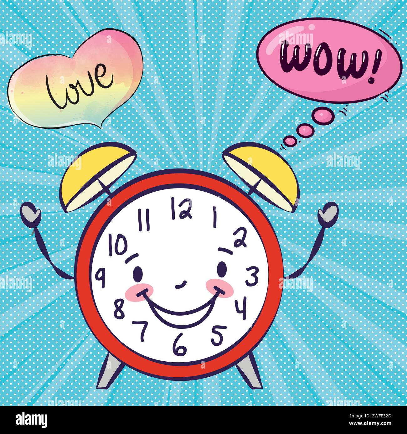 Clock cartoon pop art style vector image Stock Vector Image & Art - Alamy
