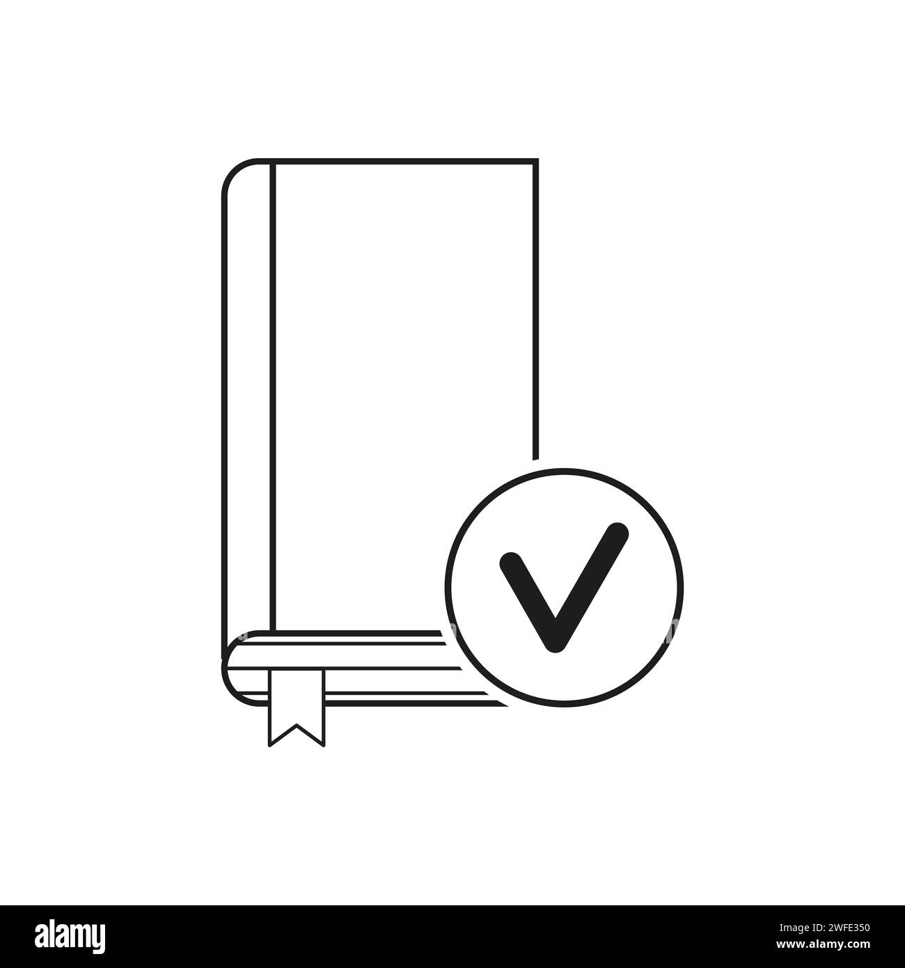Book with tick checkmark icon. Vector illustration. EPS 10. stock image ...