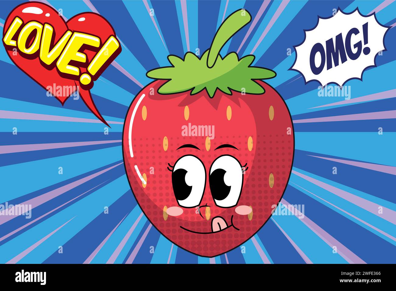 strawberry cartoon pop art style vector image Stock Vector Image & Art ...