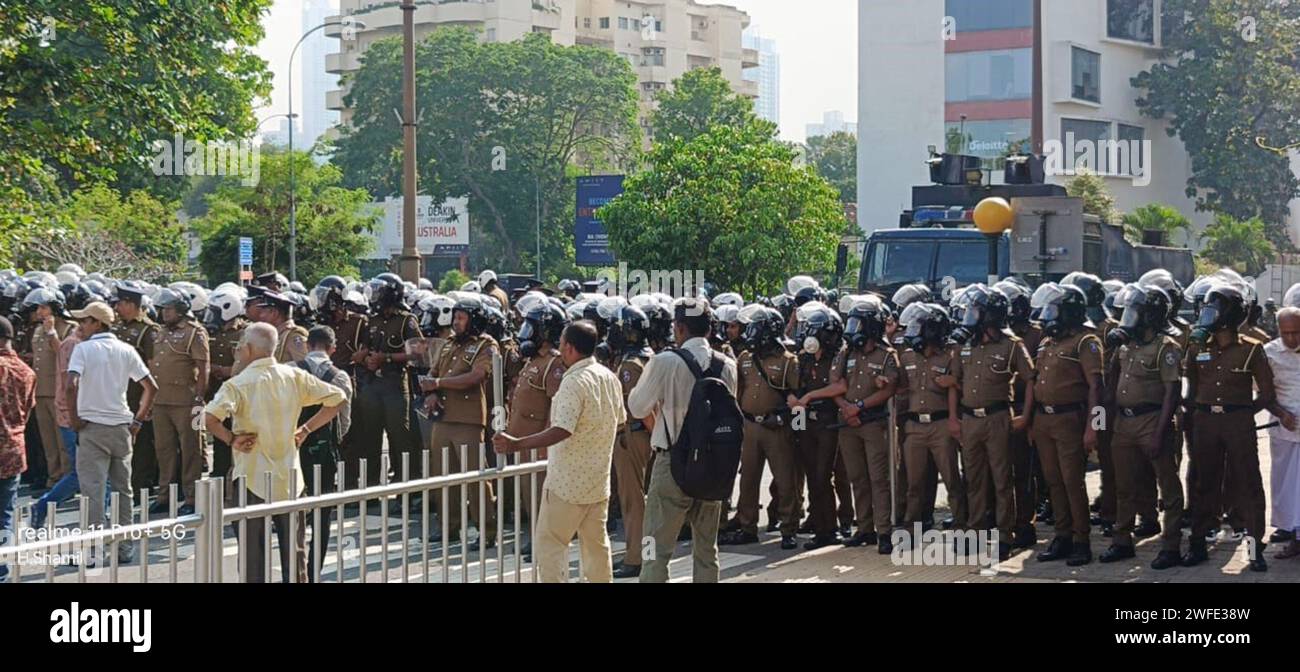 Colombo, Sri Lanka. 30th January 2024. The police fired tear gas and ...