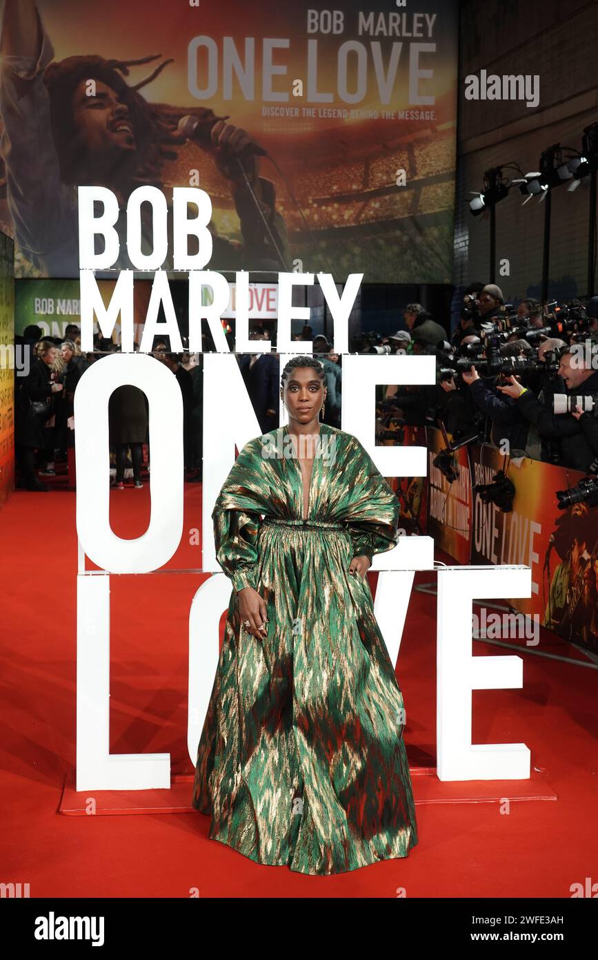 Lashana Lynch attending the UK premiere of Bob Marley: One Love, at the ...