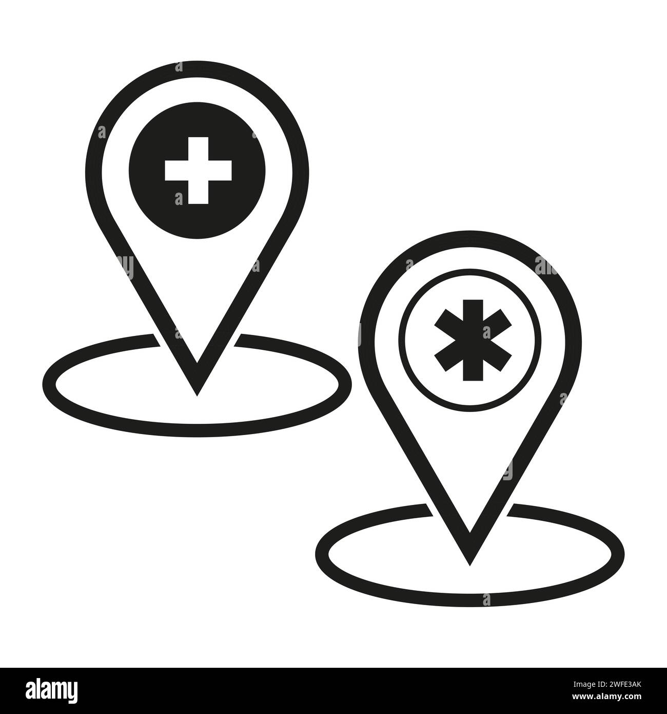 Hospital location icon. Location of the medical facility. Pharmacy ...