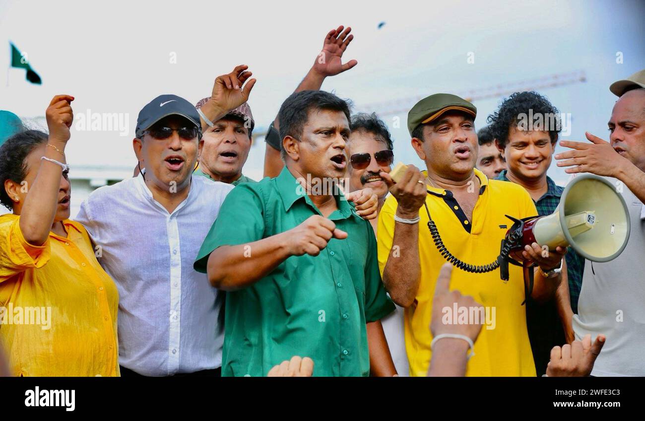 Colombo, Sri Lanka. 30th January 2024. The police fired tear gas and ...