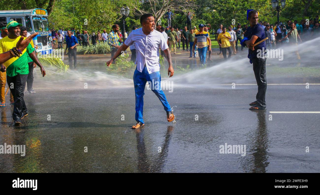 Colombo, Sri Lanka. 30th January 2024. The police fired tear gas and ...