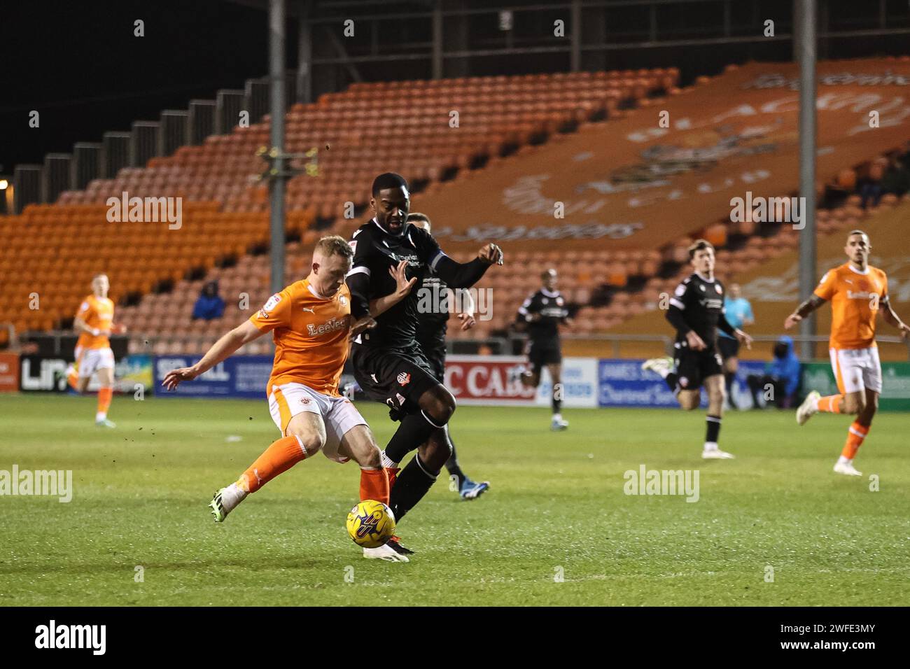 Shayne Lavery of Blackpool scores to make it during the Bristol Street ...