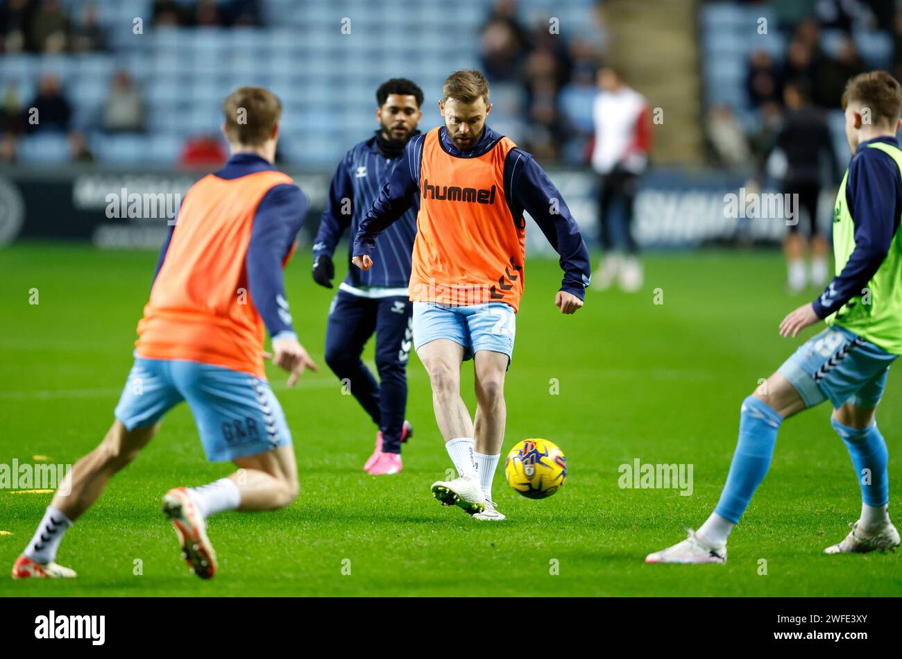Coventry City's Matthew Godden (centre) warming up ahead of the Sky Bet ...