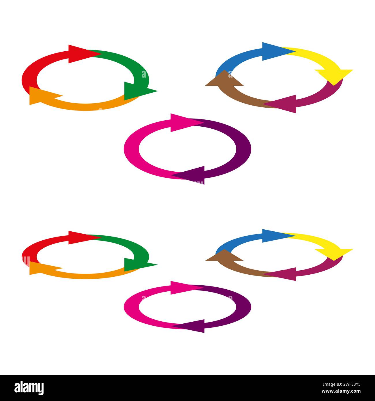 Set of multicolored circular arrow. Circle multicolored arrow elements ...