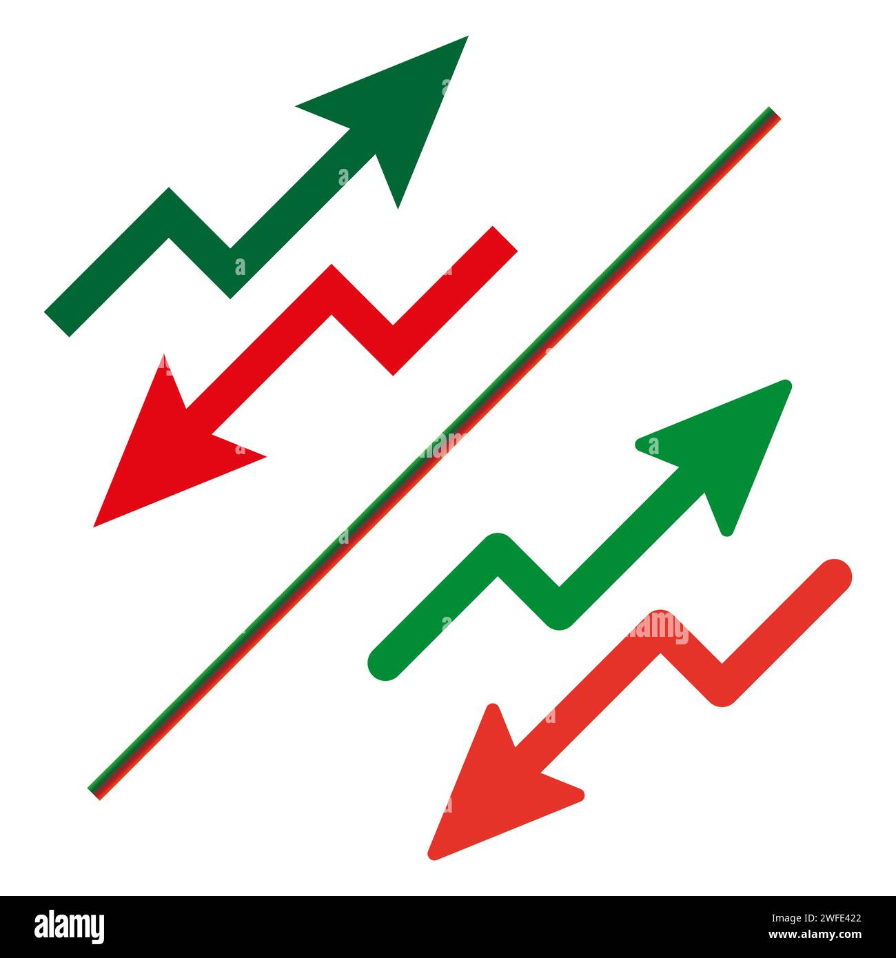 Rising and falling arrow icon. Increase and decrease sign. Vector ...