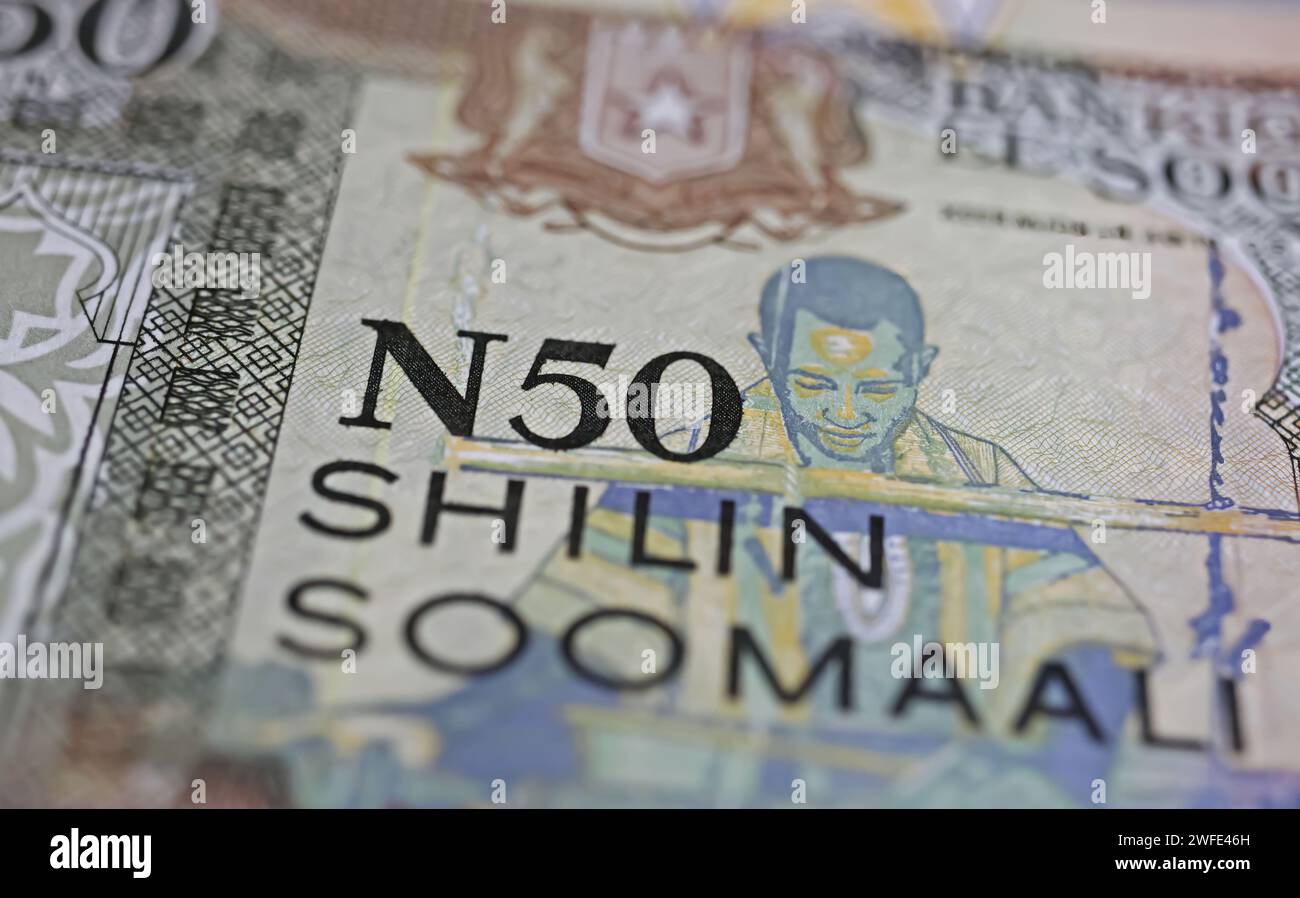 Closeup of old historical somali shilling banknote Stock Photo - Alamy