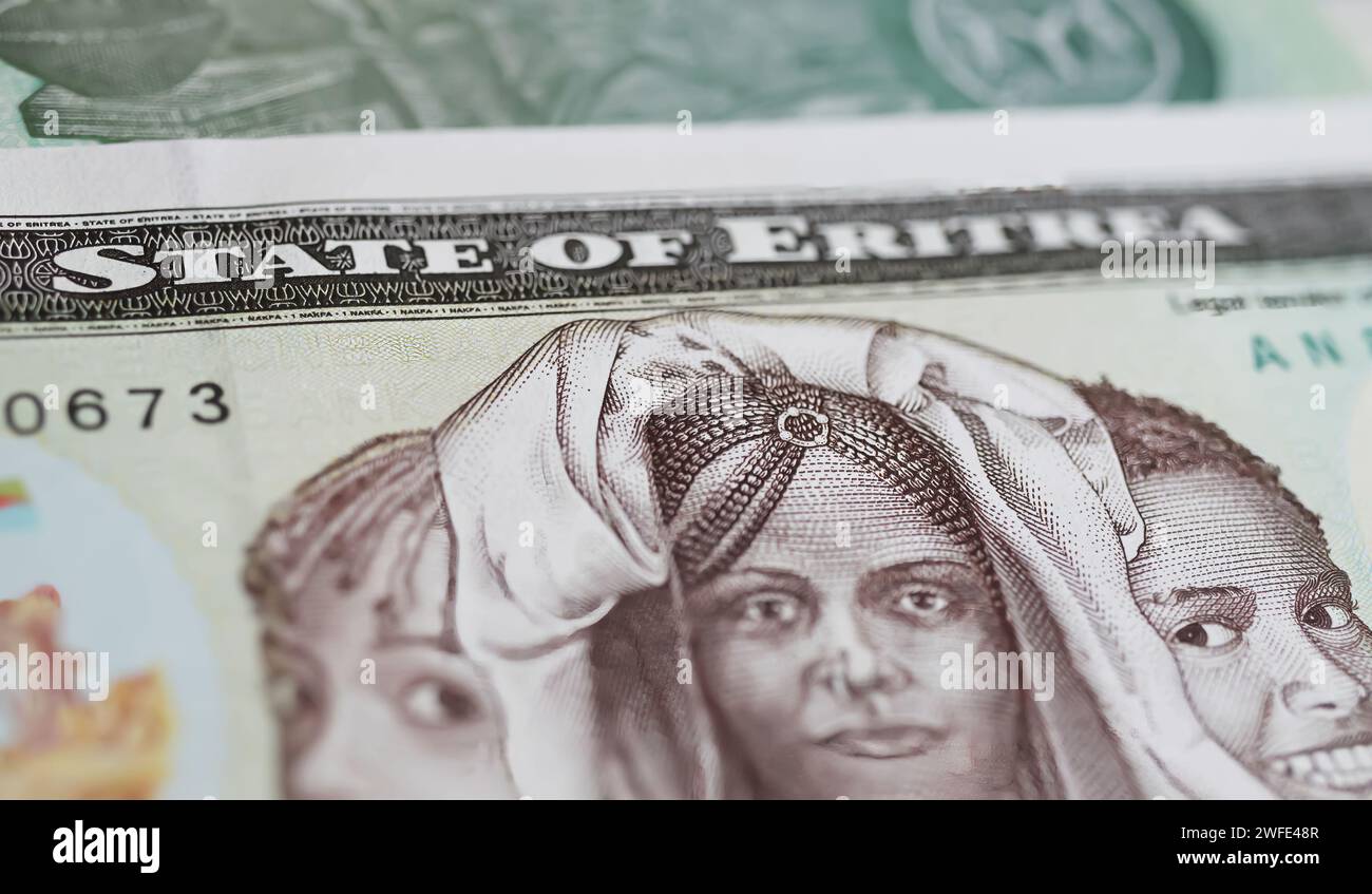 Closeup of old historical banknote of Eritrea nakfa currency Stock ...