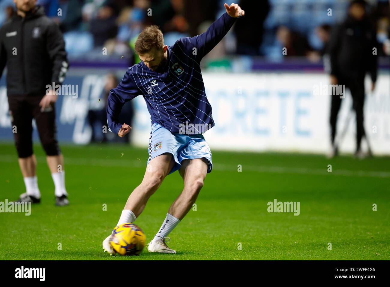 Coventry City's Matthew Godden warming up ahead of the Sky Bet ...