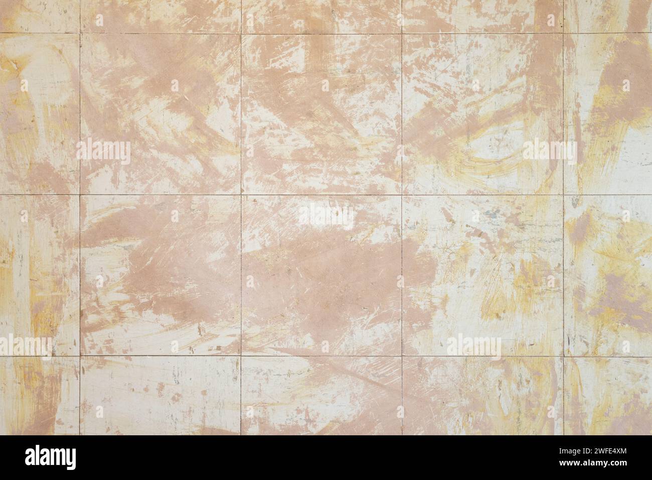 Grunge background of an Old vinyl tiles with remnants of adhesive Stock ...