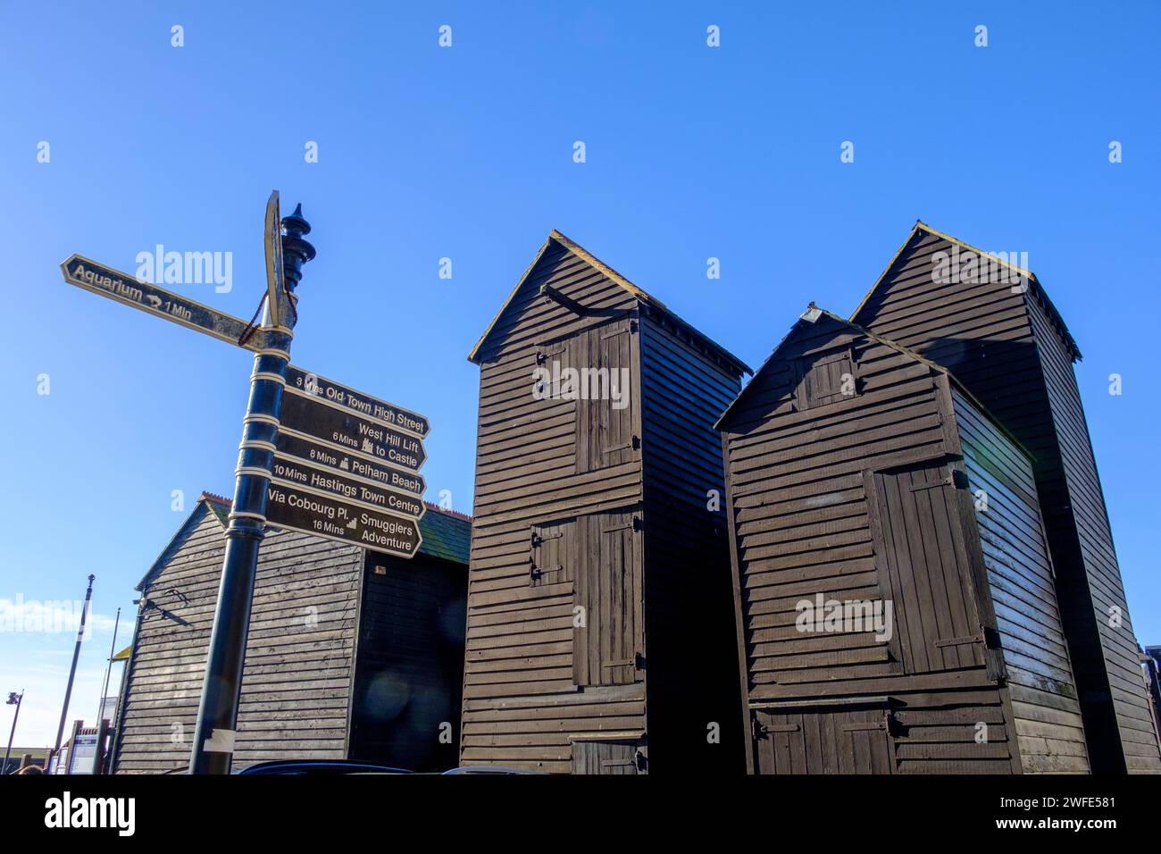 Hastings, traditional fishermen's net huts on the Old Town Stade, Rock ...