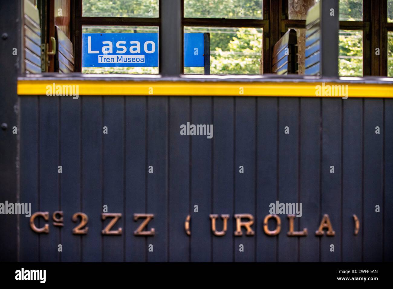 Azpeitia old steam train car in the Basque Railway Museum one of the ...