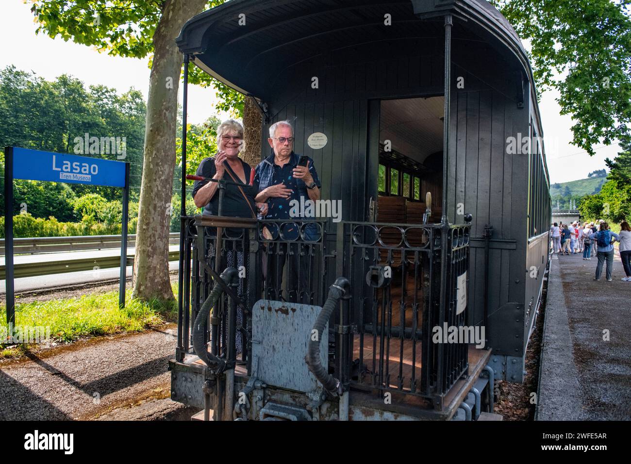 Azpeitia old steam train car in the Basque Railway Museum one of the ...