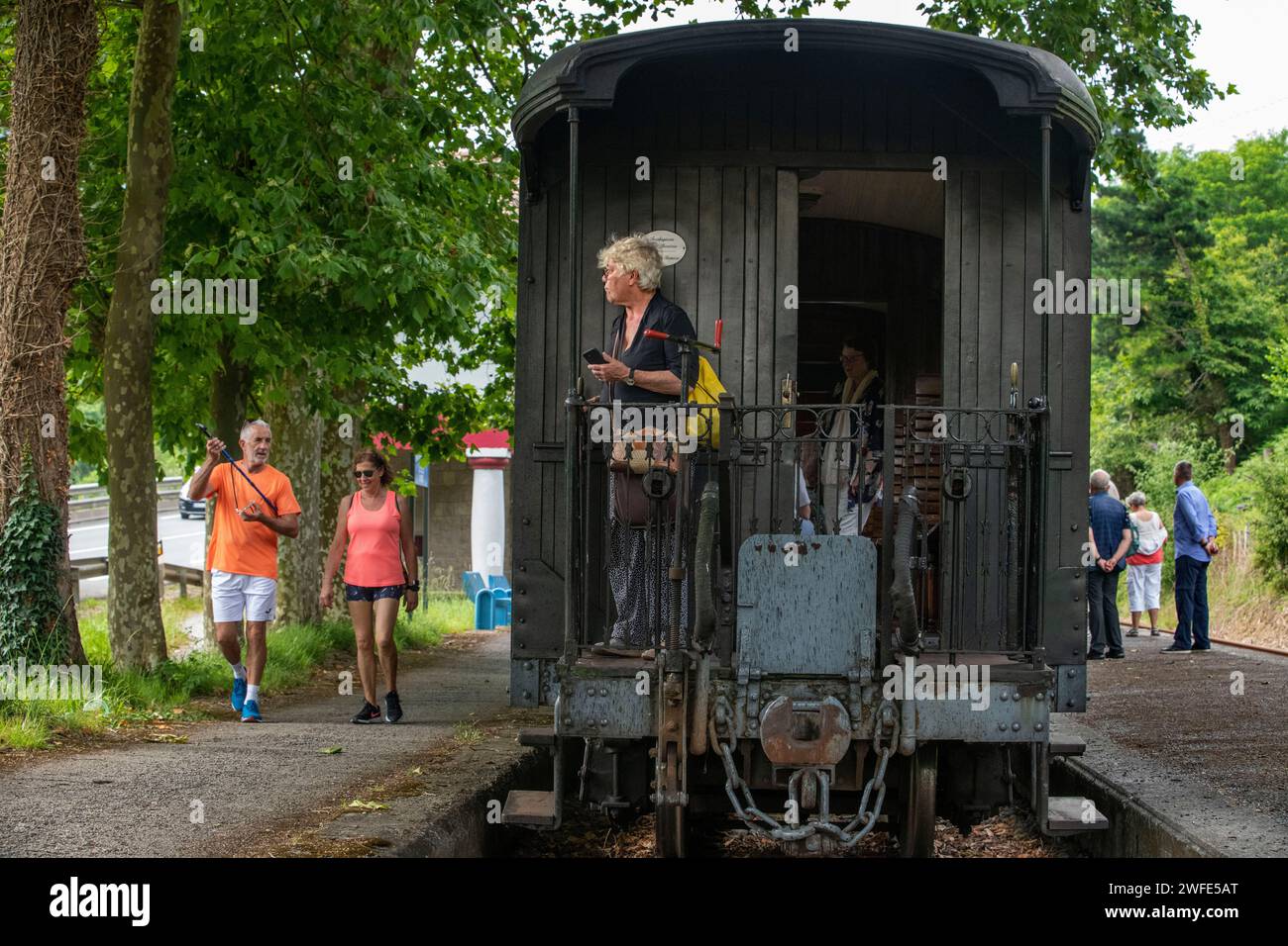 Azpeitia old steam train car in the Basque Railway Museum one of the ...