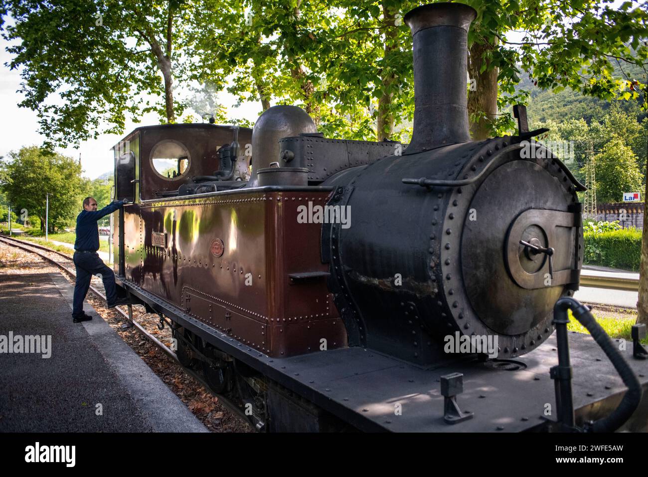 Azpeitia old steam train car in the Basque Railway Museum one of the ...