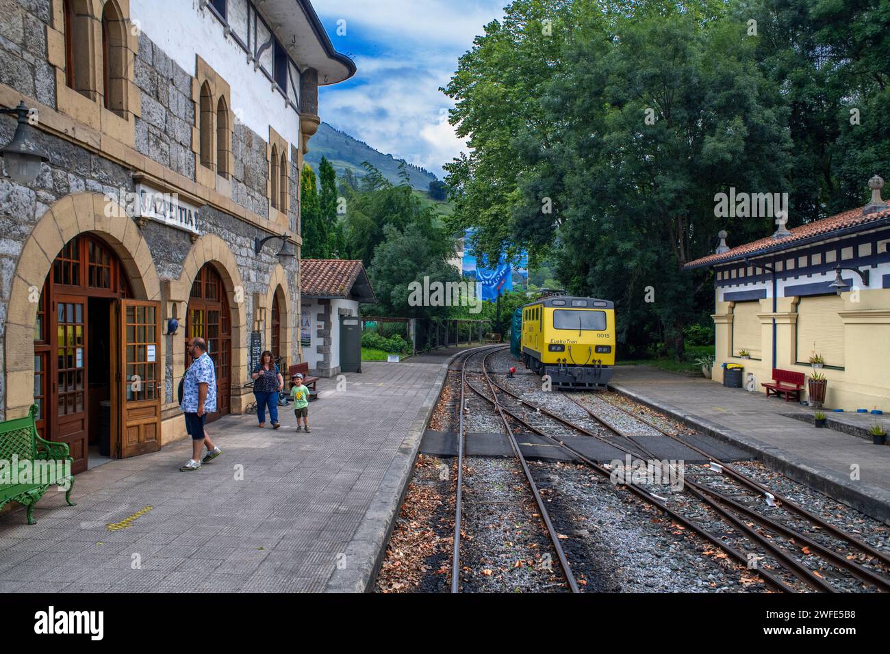Azpeitia station, old steam train car in the Basque Railway Museum one ...