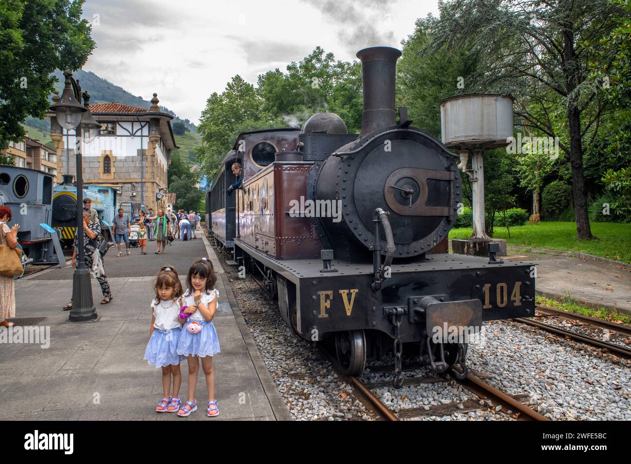 Azpeitia station, old steam train car in the Basque Railway Museum one ...