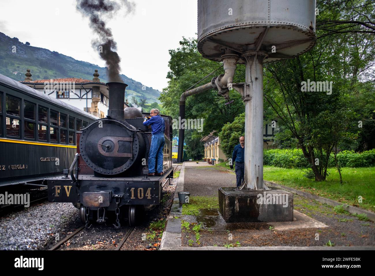 Azpeitia old steam train car in the Basque Railway Museum one of the ...