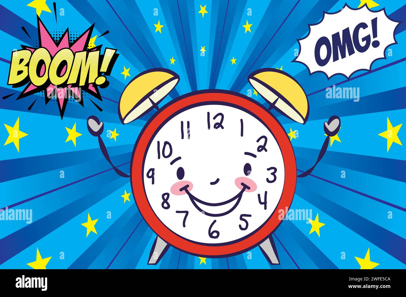 Clock cartoon pop art style vector image Stock Vector Image & Art - Alamy