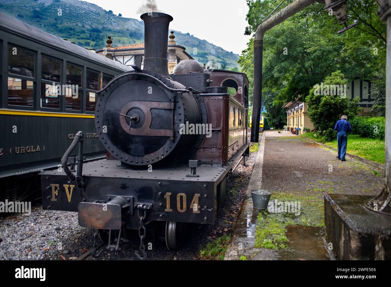 Azpeitia old steam train car in the Basque Railway Museum one of the ...