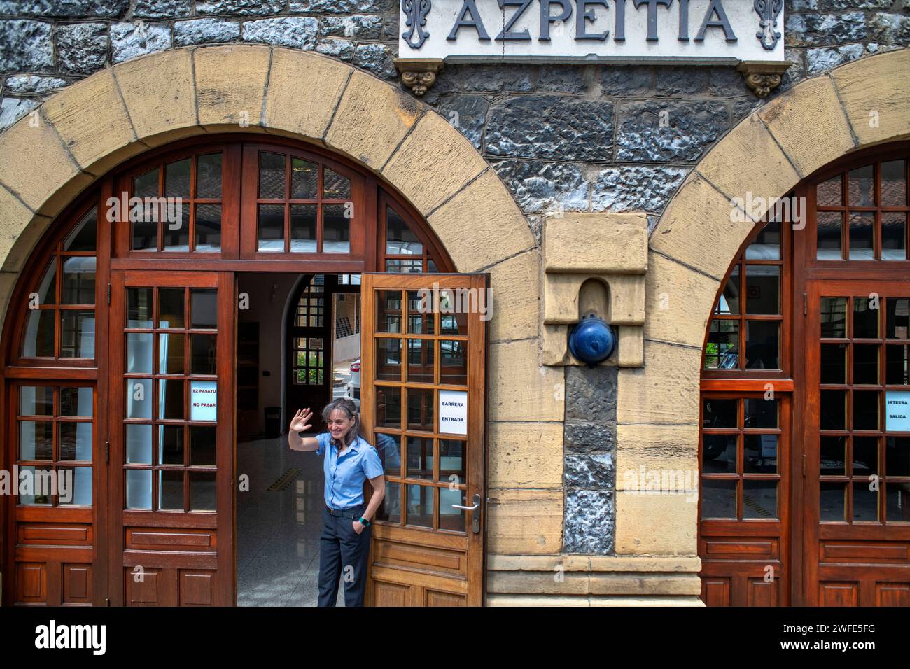 Azpeitia station and old steam train car in the Basque Railway Museum ...