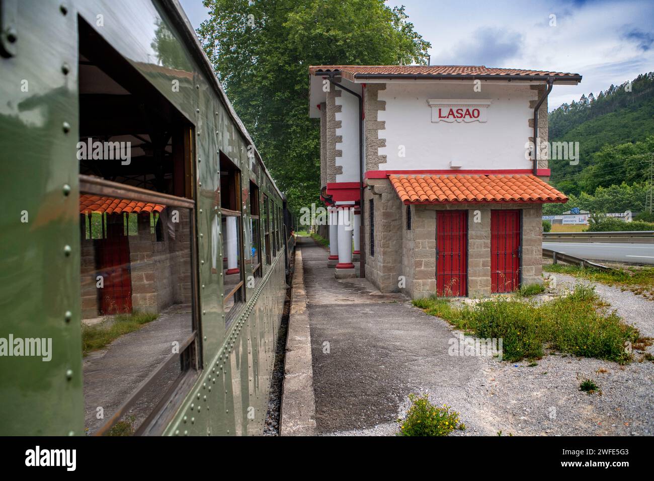 Azpeitia old steam train car in the Basque Railway Museum one of the ...