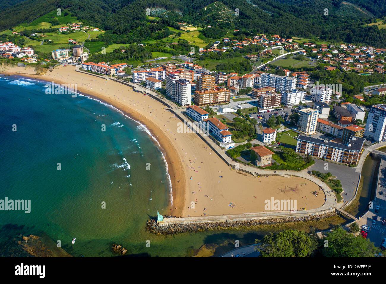 Aerial view of Playa de Baquio Bakio beach, Bizkaiko hondartza Bakioko ...