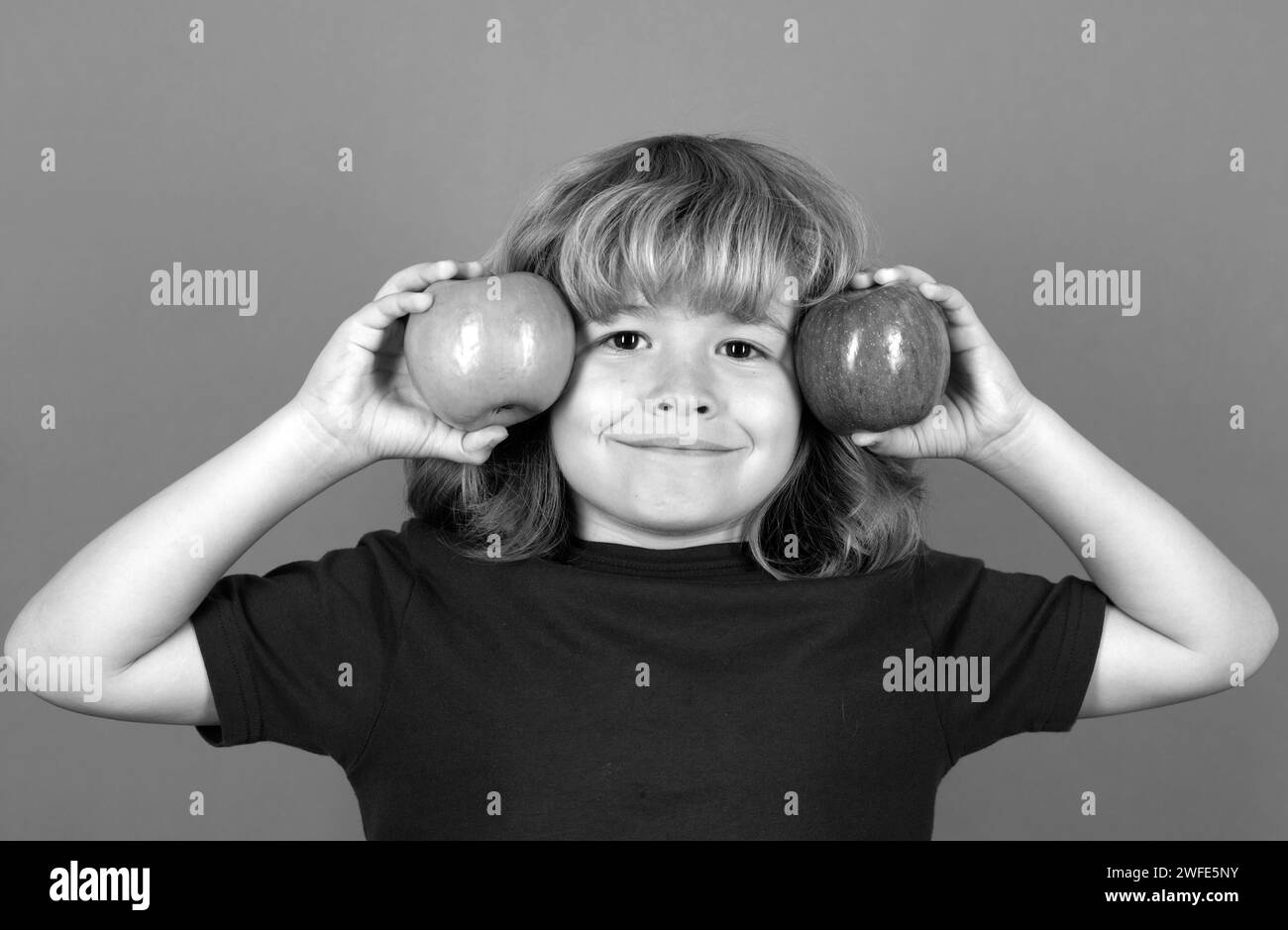 Fresh red green apple on Black and White Stock Photos & Images - Alamy