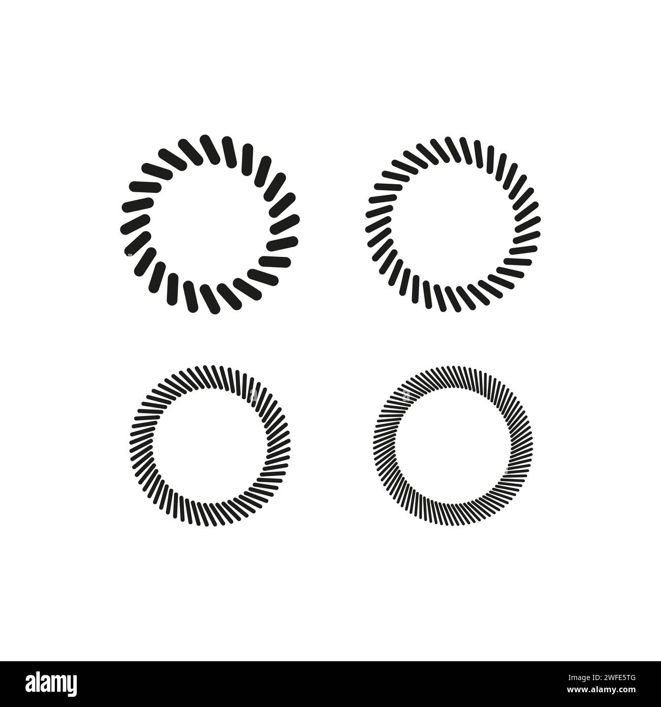 Round rope set. Different thickness circular ropes set. Vector ...