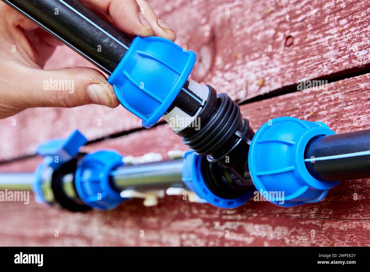 Compression fitting tee for plumbing pipe is used when installing ...