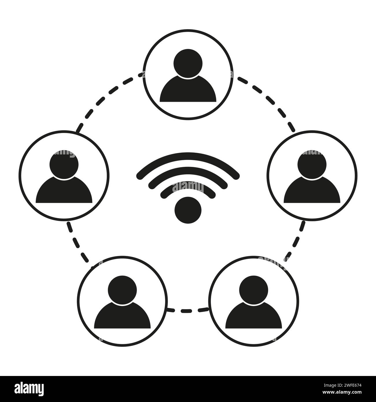 Network icon. The team assembled by wi-fi connection. Vector ...