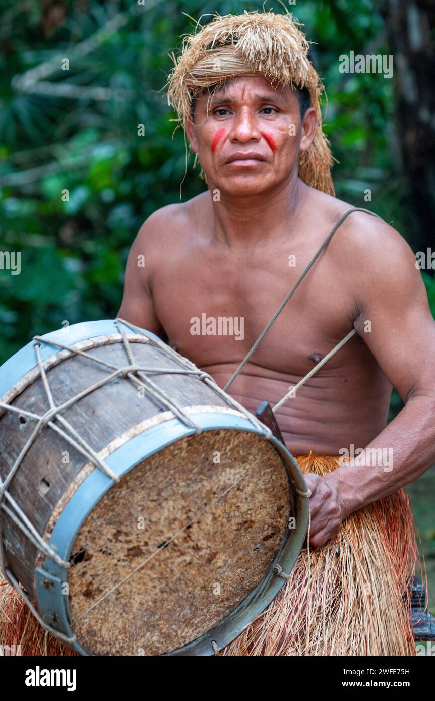 Flute Drums Music Of Yagua Indians Living A Traditional Life Near The