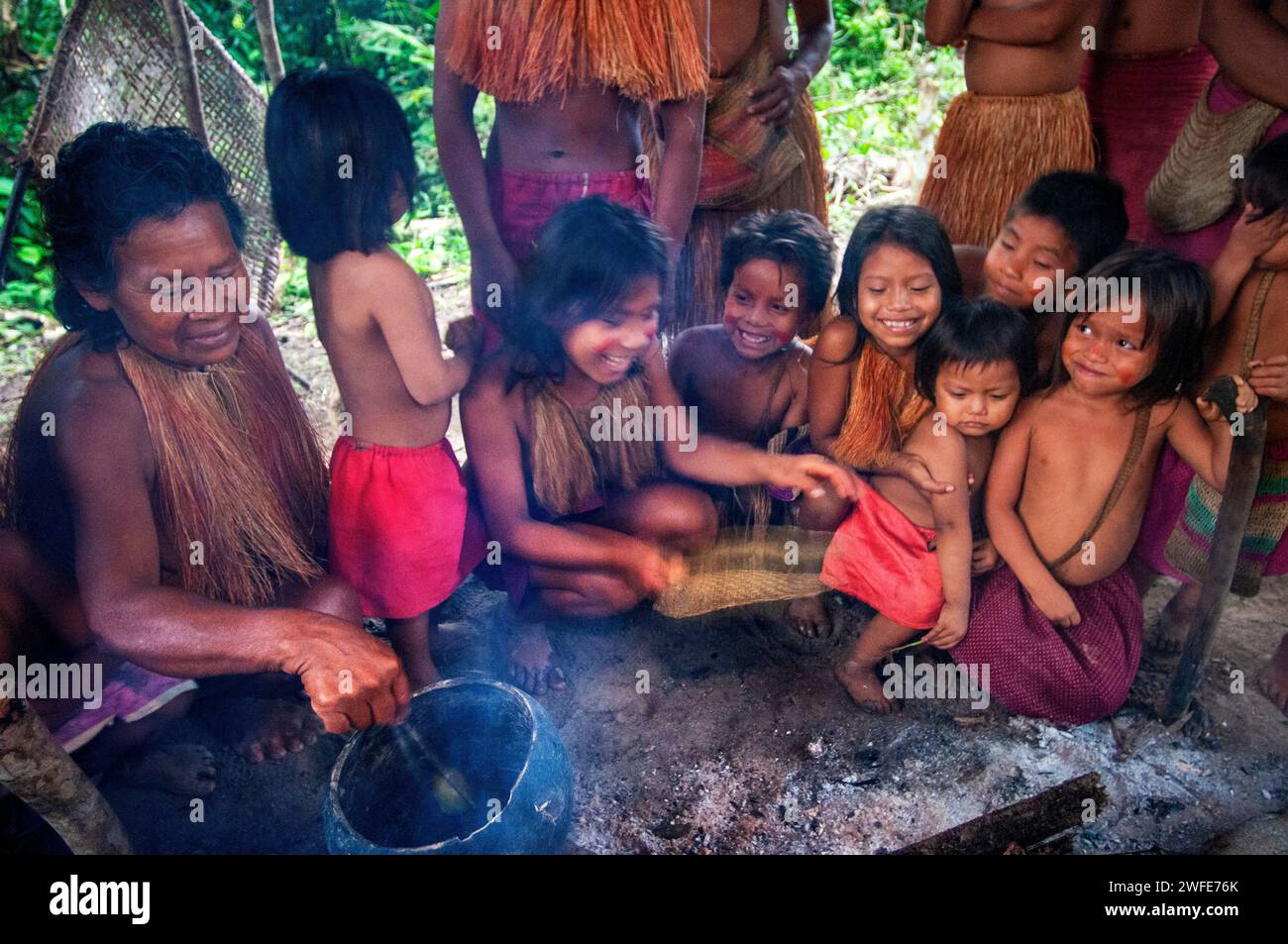 Cooking Yagua Indians Living A Traditional Life Near The Amazonian City